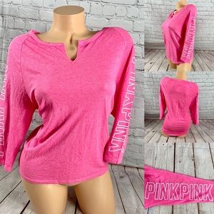 PINK Victoria's Secret | Tops | Vs Pink Logo Print 34 Sleeve Tee Shirt ...
